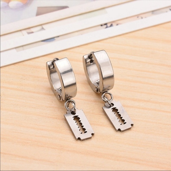 Jewelry | Unisex Punk Razor Blade Hoop Earrings | Poshmark